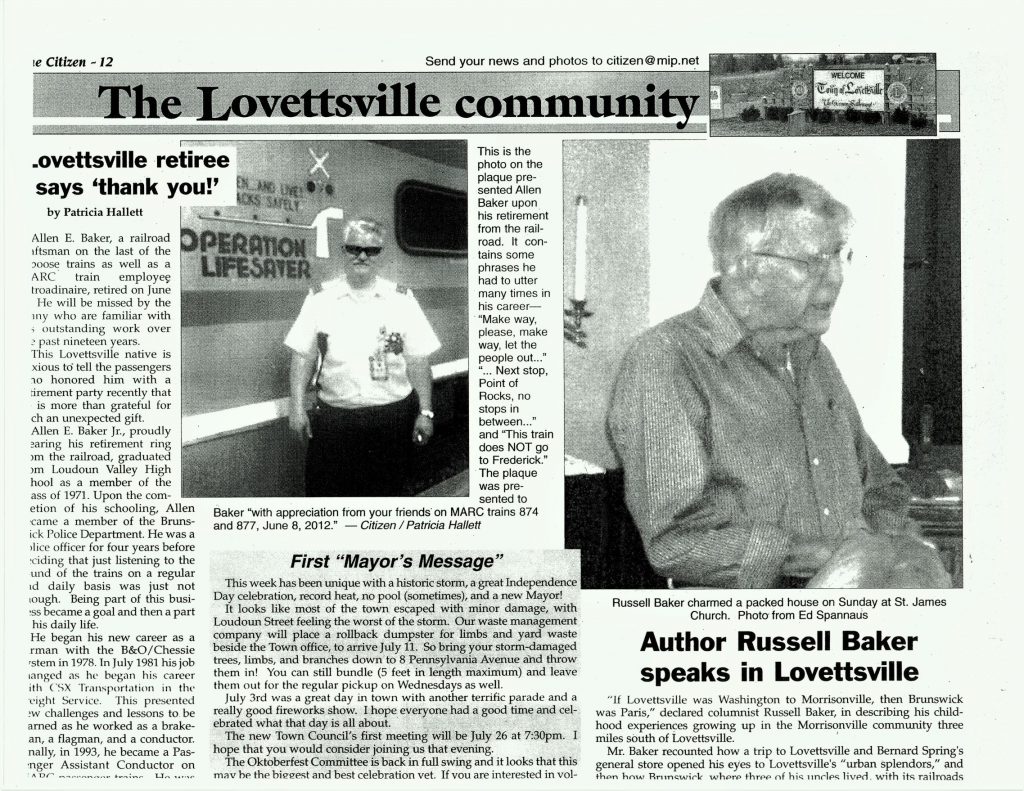 With a smile, remembering Russell Baker – Lovettsville Historical ...